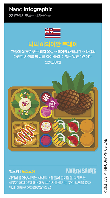 Nano Infographic – 050. 홍대앞에서 맛보는 세계음식들_빅빅 하와이안 트레이 | 스트리트 H